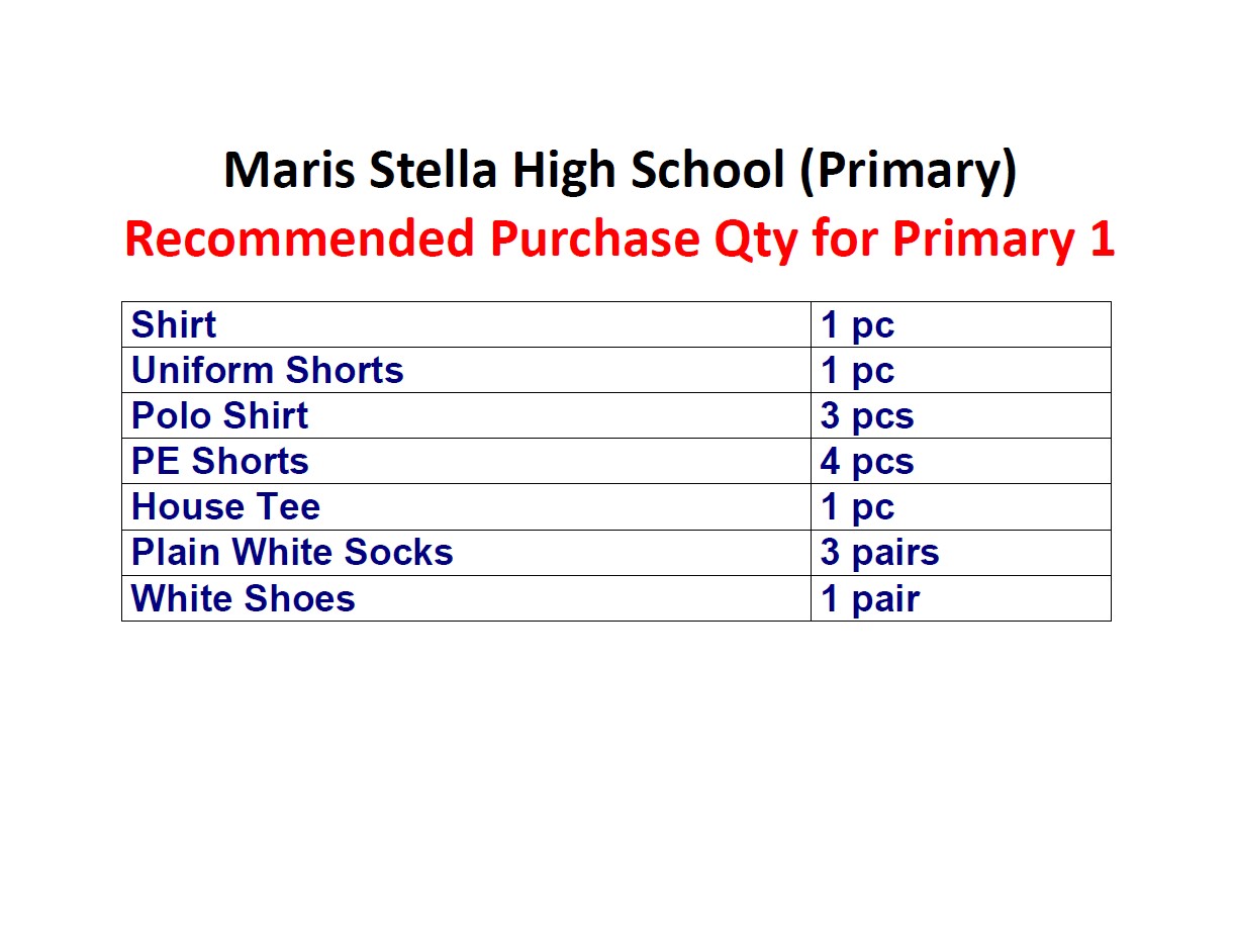 Recommended Qty MSHP | Shanghai School Uniform